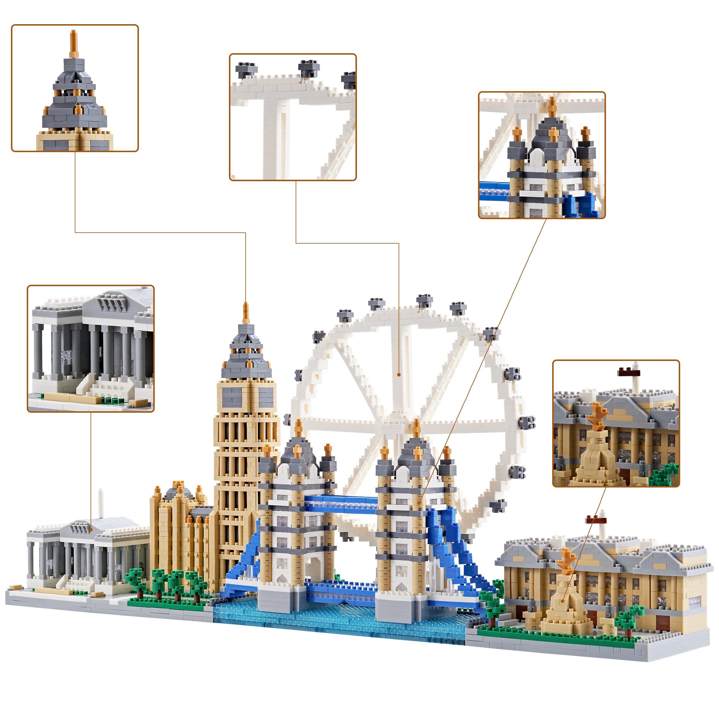 KLMEi Building Micro Mini Blocks Architecture Skylines Collection Set for Adults London Bridge Mini Bricks for Kids (3430 Pieces)