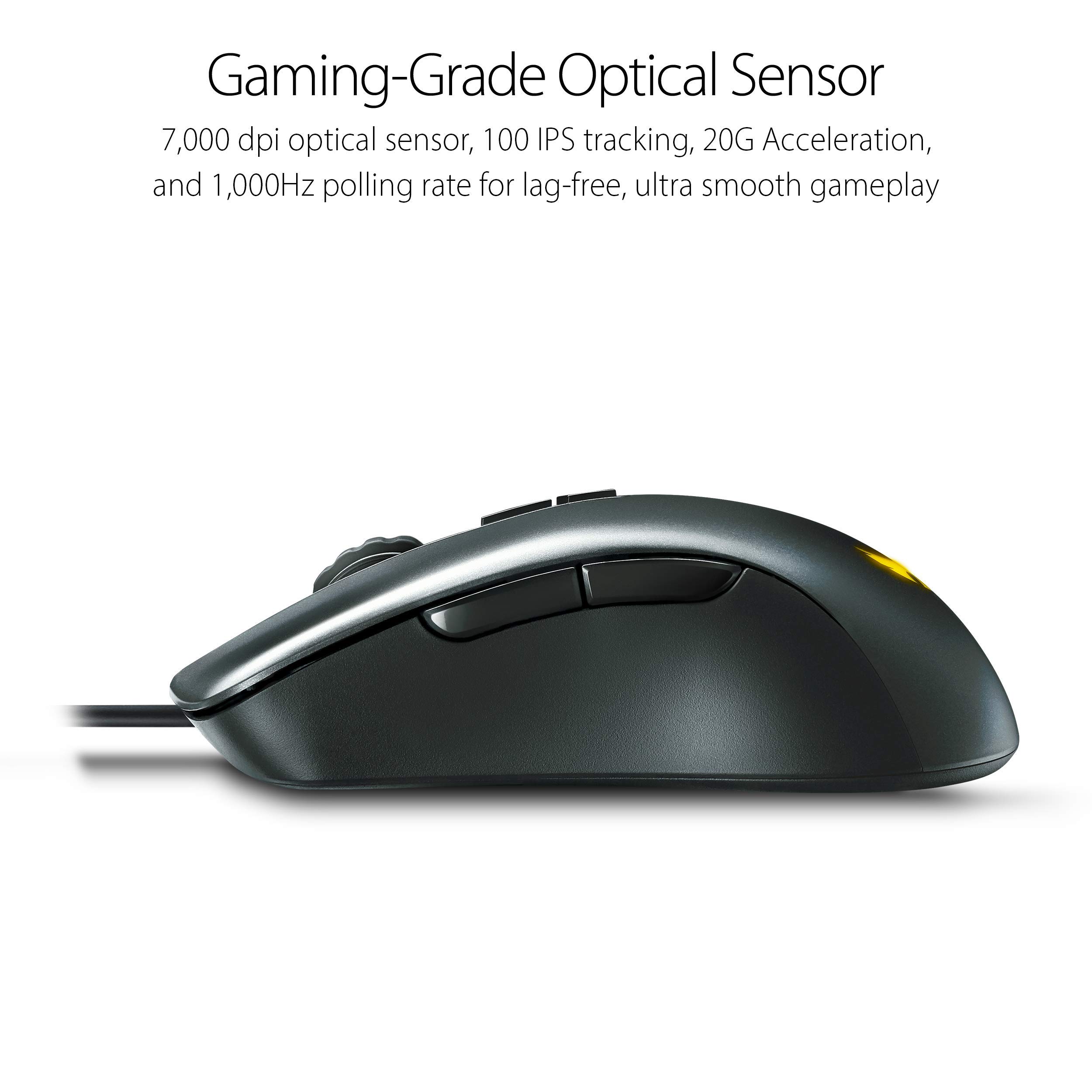 ASUS Optical RGB Gaming Mouse - TUF M3 | Ergonomic, Lightweight Right-Handed Wired Gaming Mouse for PC | 7000 DPI Gaming-Grade Optical Sensor | Omron Switches | 7 Buttons | Aura Sync RGB Lighting