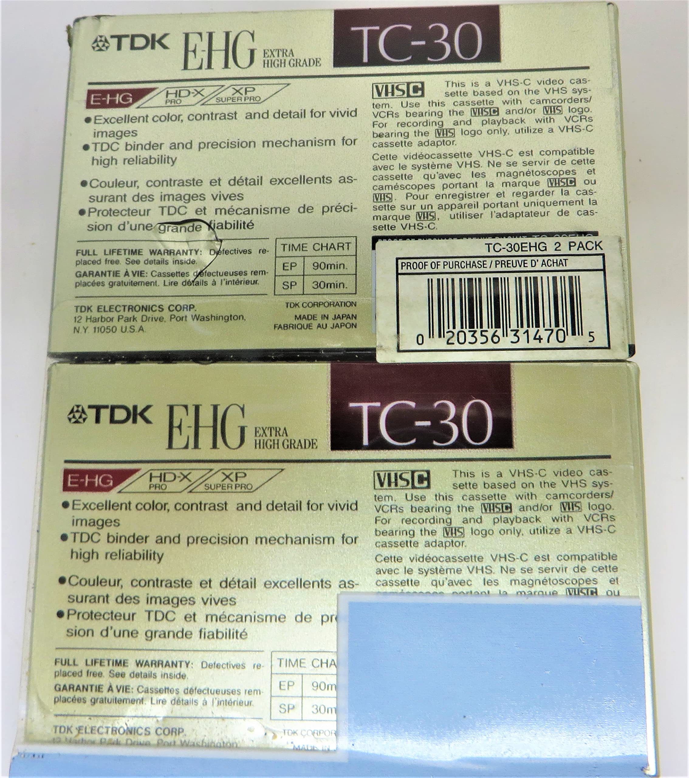 Pk/2 x 3: Tdk Vhs-C Camcorder Tape (TC-30HGL2)
