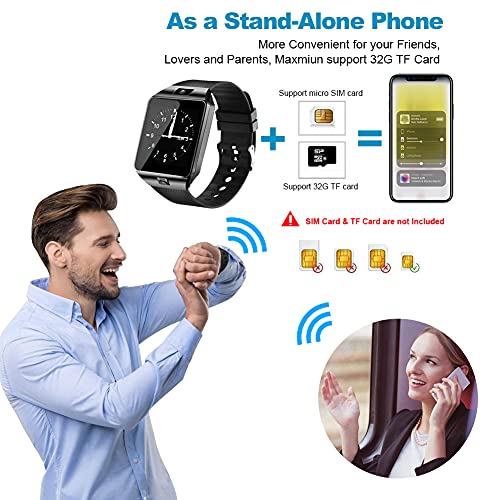Padgene DZ09 Bluetooth Smartwatch,Touchscreen Wrist Smart Phone Watch Sports Fitness Tracker with SIM SD Card Slot Camera Pedometer Compatible with iOS Android for Kids Men Women