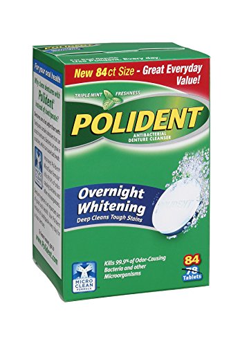 Polident Overnight Whitening Triple Mint Freshness Denture Cleaner Tablets - 84 CT
