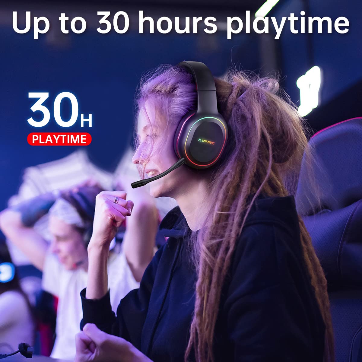 KOFIRE UG-05 Wireless Gaming Headset for PS5, PS4, Nintendo Switch, PC, 2.4Ghz Ultra Low Latency Bluetooth Gaming Headphones with Removable Mic, Soft Menory Earmuffs, 3.5mm Wired for Xbox Series
