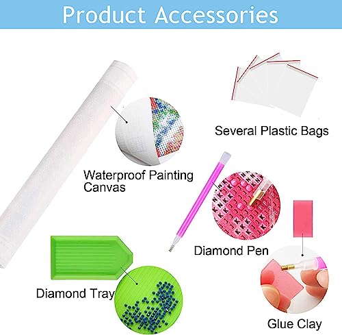 Mrnsiet 5D Diamond Painting Kits for Adults - Horror Friends Halloween Diamond Art Picture, Beginners DIY Full Drill Gem Art Crafts 14x22 Inch