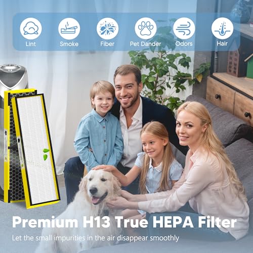 Upgrade FLT4825 HEPA Filter B Replacement for AC4825, AC4300, AC4900, AC4825DLX, AC4850, CDAP4500, AP2200 Air Purifier, 4 Pack