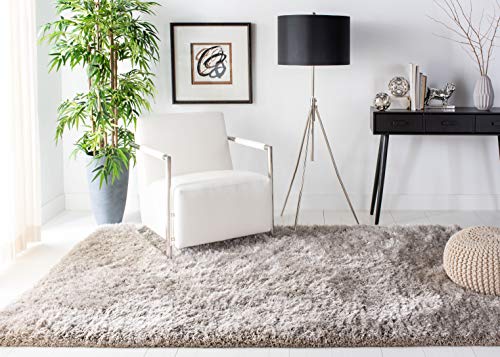 Safavieh Atlantic Shag Collection 8' x 10' Silver ATG101G Handmade Solid 1.2-inch Thick Area Rug