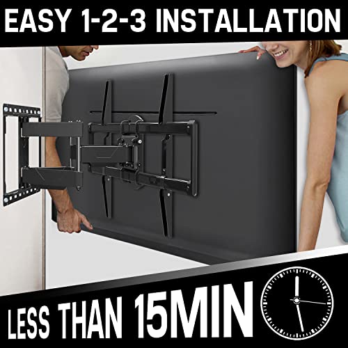 Mounting Dream Full Motion TV Mount for 42-75 inch TVs, TV Wall Mount Bracket with Dual Articulating Arms, Fits 12β / 16β Wood Studs with VESA 600x400mm up to 100lbs