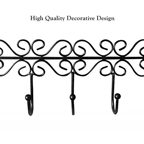 HUJI Sturdy Over The Door 5 Hooks Clothes Hanger for Coats Hats Belts Organization Storage for Office or Home (1 Pack, Over The Door Hanger)