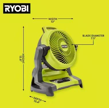 Ryobi ONE+ 18V Cordless 7-1/2 in. Bucket Top Misting Fan Kit with 1.5 Ah Battery and Charger