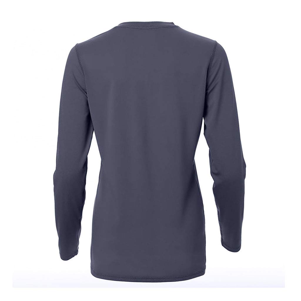 Arctic Cool Women's V-Neck Instant Cooling Moisture Wicking Performance UPF 50+ Long Sleeve Shirt | Lightweight Breathable Top for Running, Workout, Exercise, Fishing, Storm Grey, XL