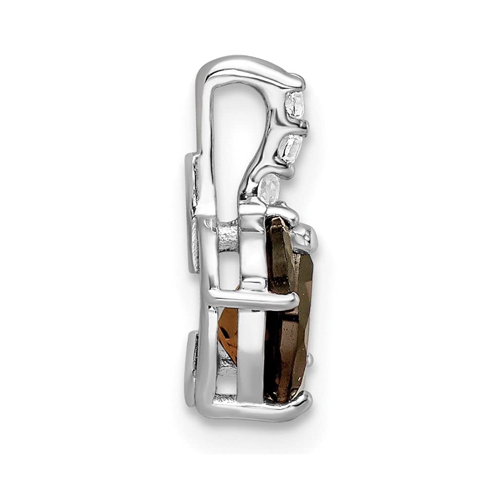 Auriga Fine Jewelry Sterling Silver .69ct Smoky Quartz and White Topaz Pendant Gift for Women