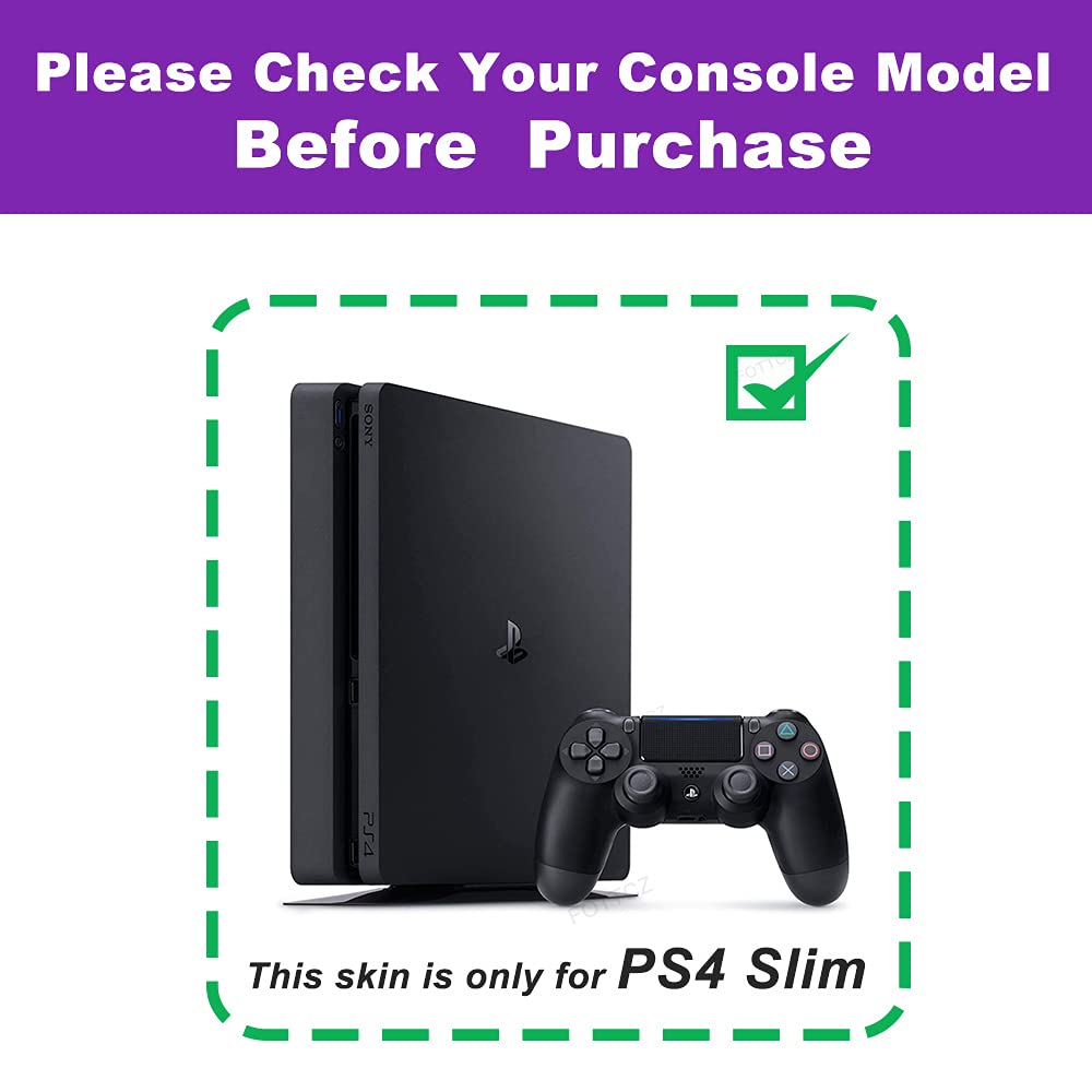 FOTTCZ Whole Body Vinyl Sticker Decal Cover for Playstation 4 Slim Console and Two Controller - Red Nebular