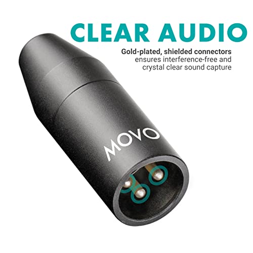 Movo F-XLR 3.5mm to XLR Microphone Adapter - 3.5mm Female TRS to XLR Male Connector for Camcorders, Recorders, Mixers