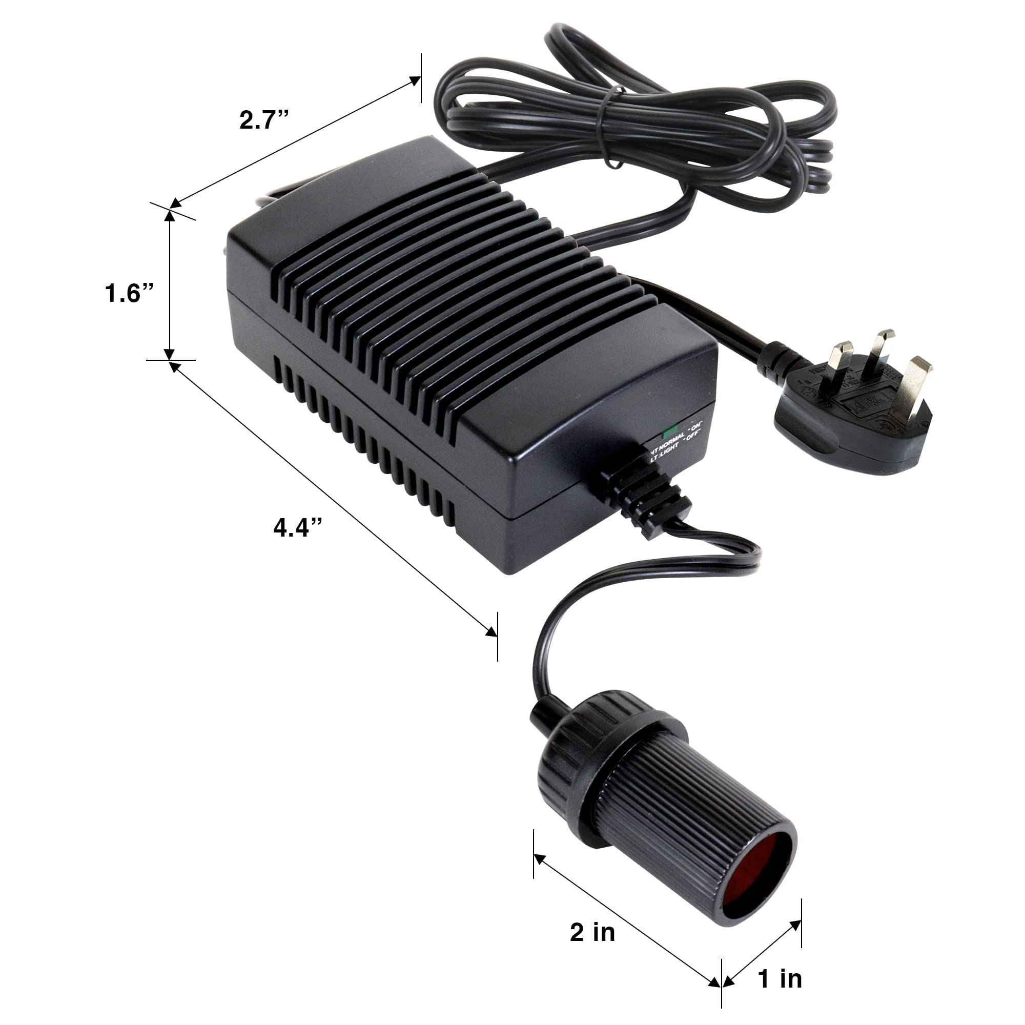 Koolatron 110 Volt AC to 12 Volt DC Power Adapter w/Circuit Breaker, 12V 5A DC Power Converter, Black, 6 Ft (1.8 m) Cord for Portable Devices, Compressor, Car Fridge, and More