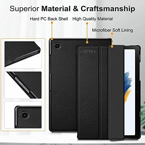 SAMSUNG 2022 Galaxy Tab A8 10.5 Inch 32GB Wi-Fi + Cellular 4G GSM Unlocked Long-Lasting Battery, Touchscreen International Tablet Bundle – MDTec Hard Back Tri-Fold Cover Case and 64GB SD Card (Gray)