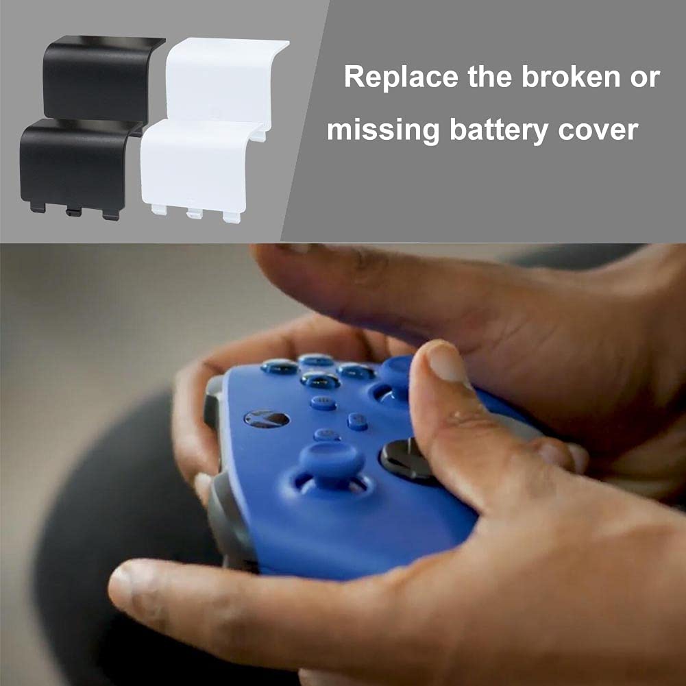 Aosai Replacement Battery Cover Door for Xbox Series X, Xbox Series S Controller, Battery Back Shell Repair Part Compatible with Xbox Core Controller (2 Black + 2 White)
