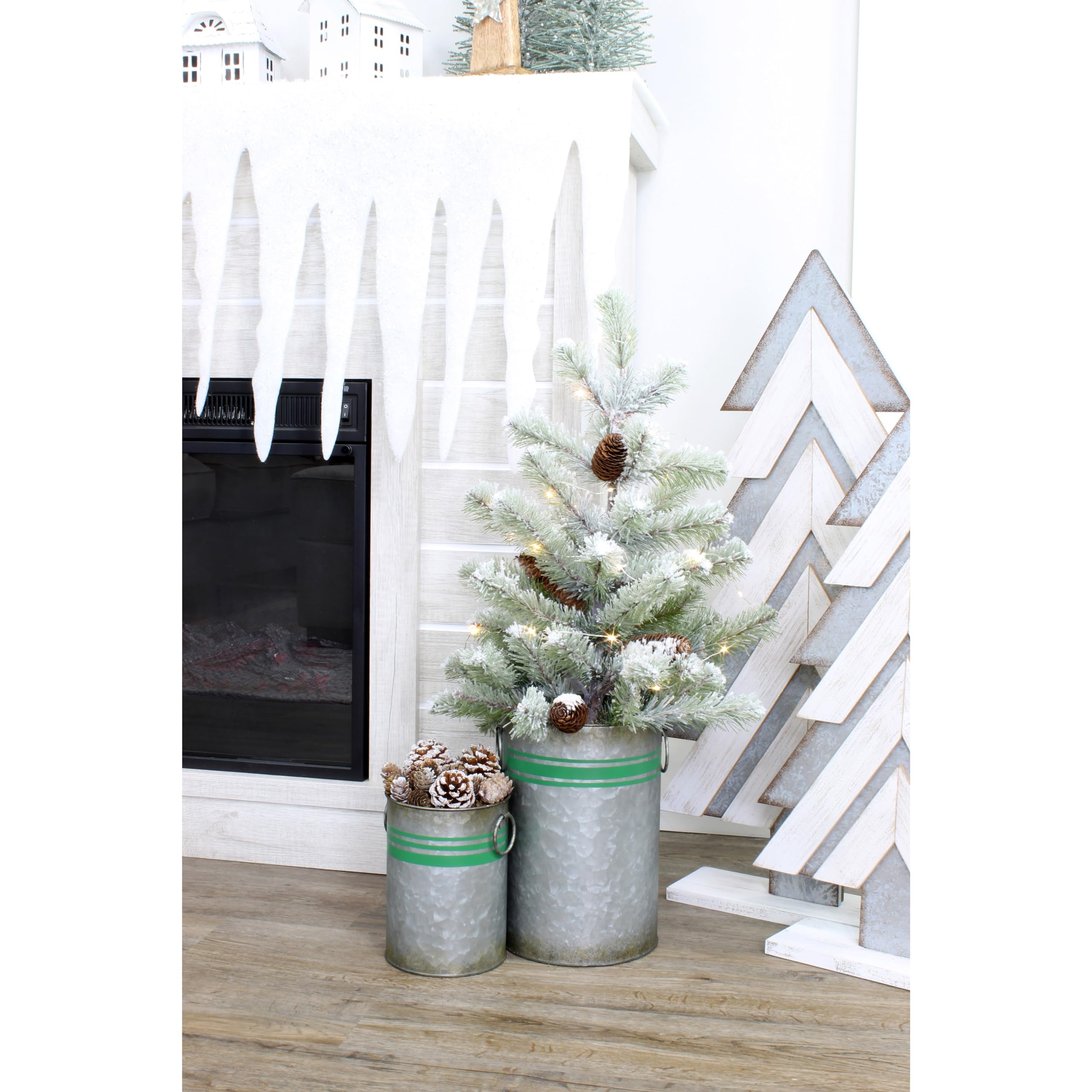 AuldHome Pine Cone Picks (6-Pack); Frosted Evergreen Christmas Decor Floral Stems for Wreaths, Vases and Holiday Arrangements