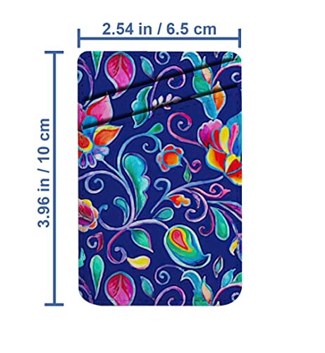 Diascia Pack of 2 - Cellphone Stick on Leather Cardholder ( Fantasy Whimsical Flowers Pattern Pattern ) ID Credit Card Pouch Wallet Pocket Sleeve