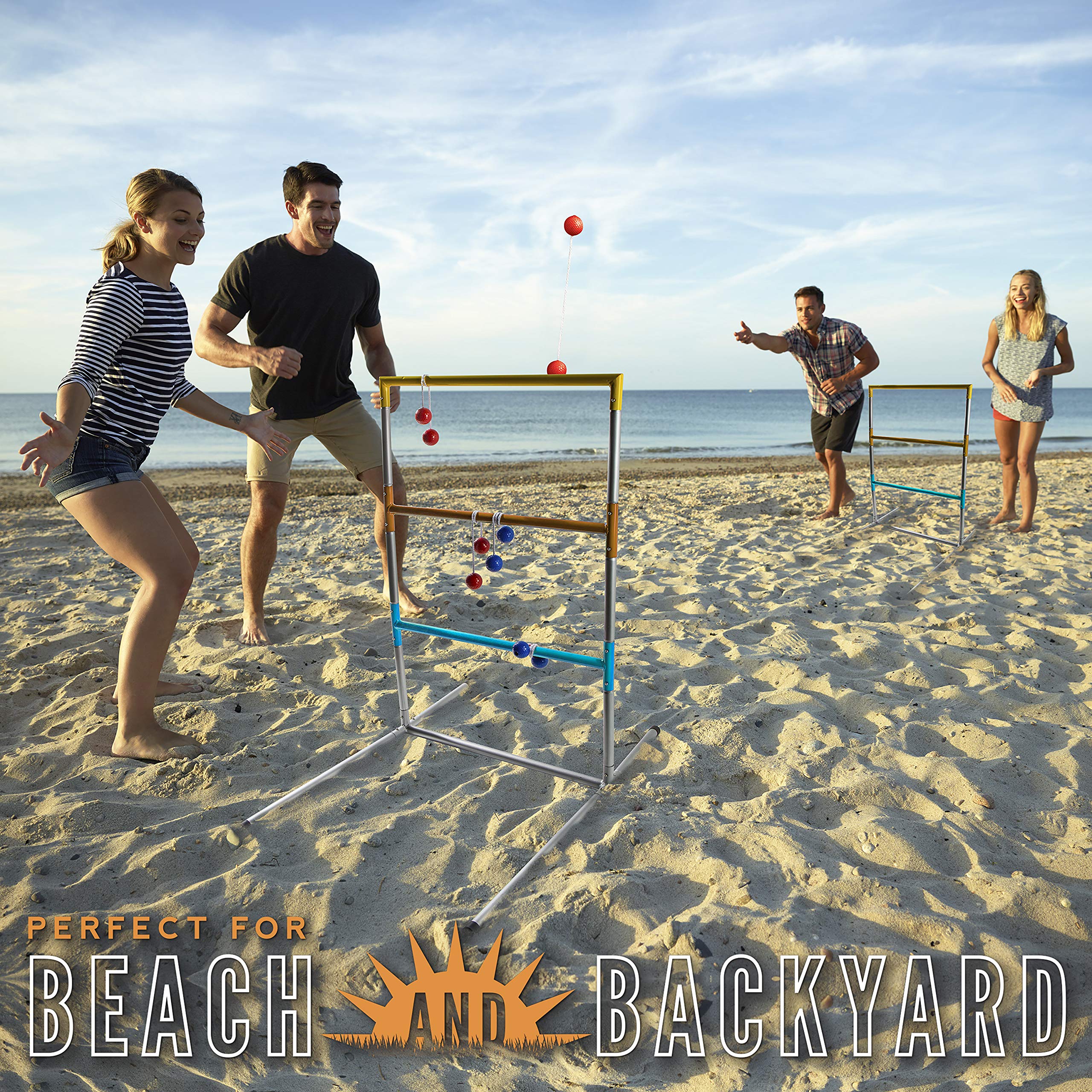 Franklin Sports Professional Ladder Ball Set – Steel Construction – Ladder Golf – Outdoor Lawn Games – Beach Games
