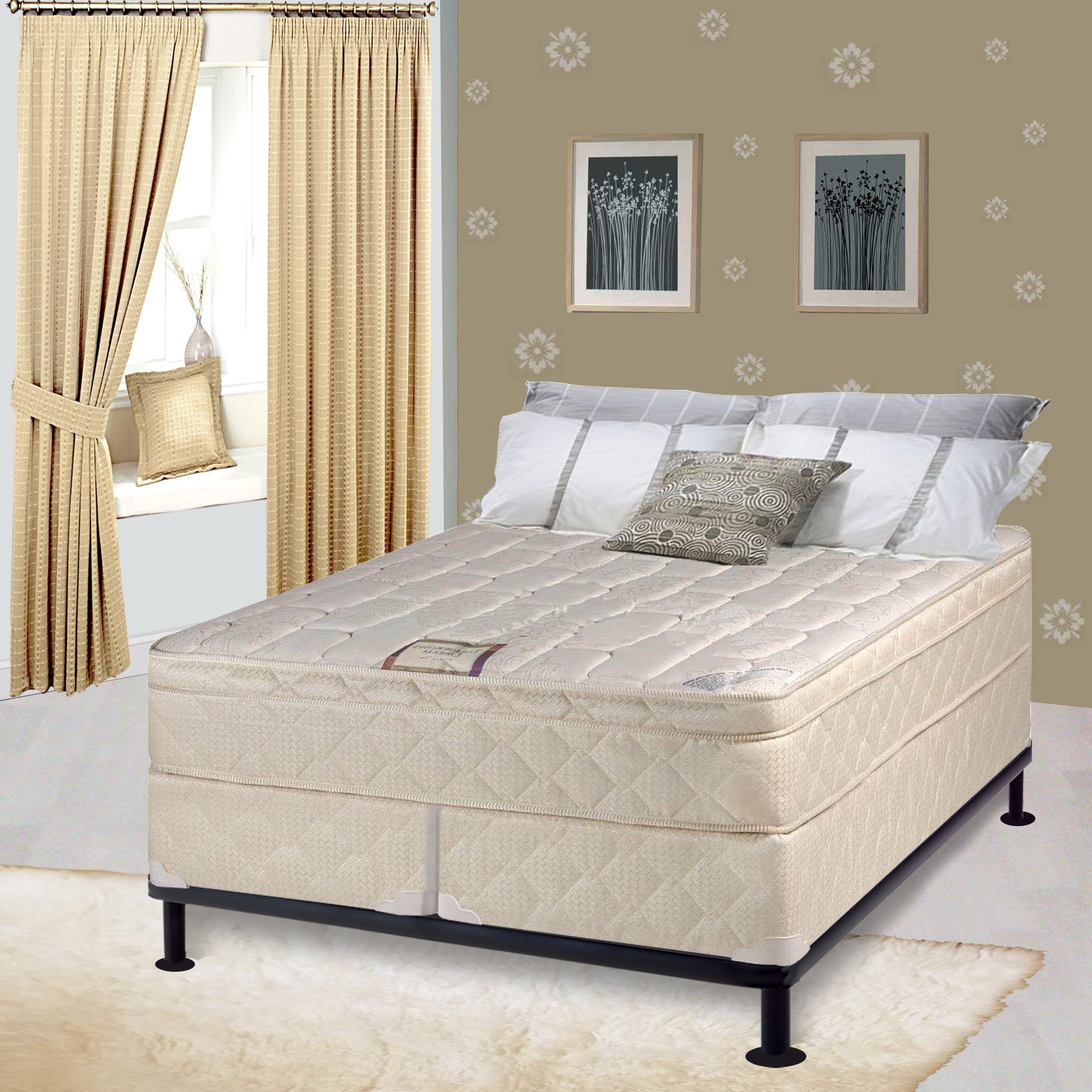 Continental Sleep 8-Inch Fully Assembled Split Wood Traditional Box Spring/Foundation for Mattress Set, Queen