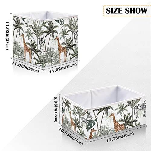 RunningBear Giraffe Zebra Storage Basket Storage Bin Square Collapsible Storage Cubes Nursery Storage Hamper Organizer for Home Office