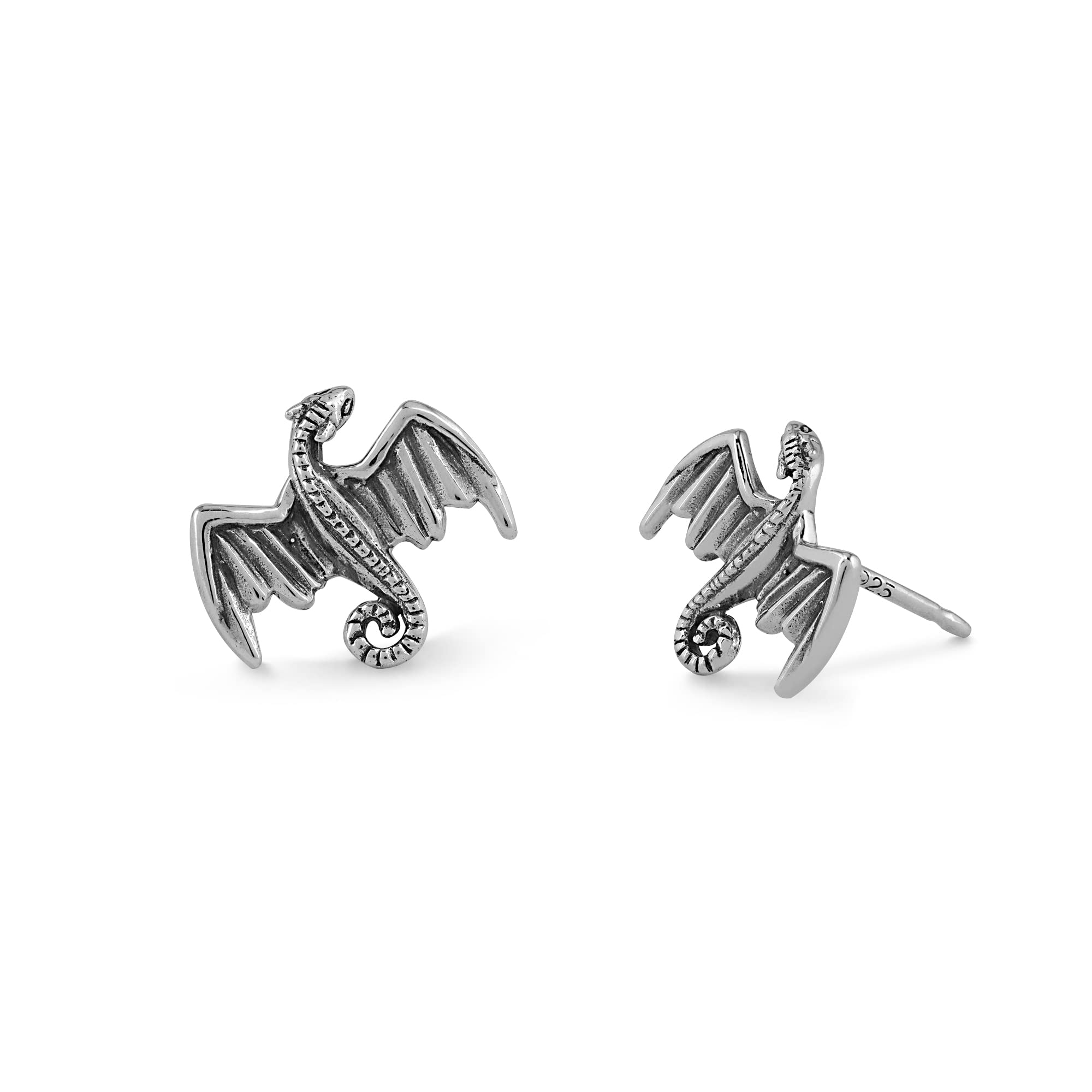 Boma Jewelry Sterling Silver Dragon Stud Earrings
