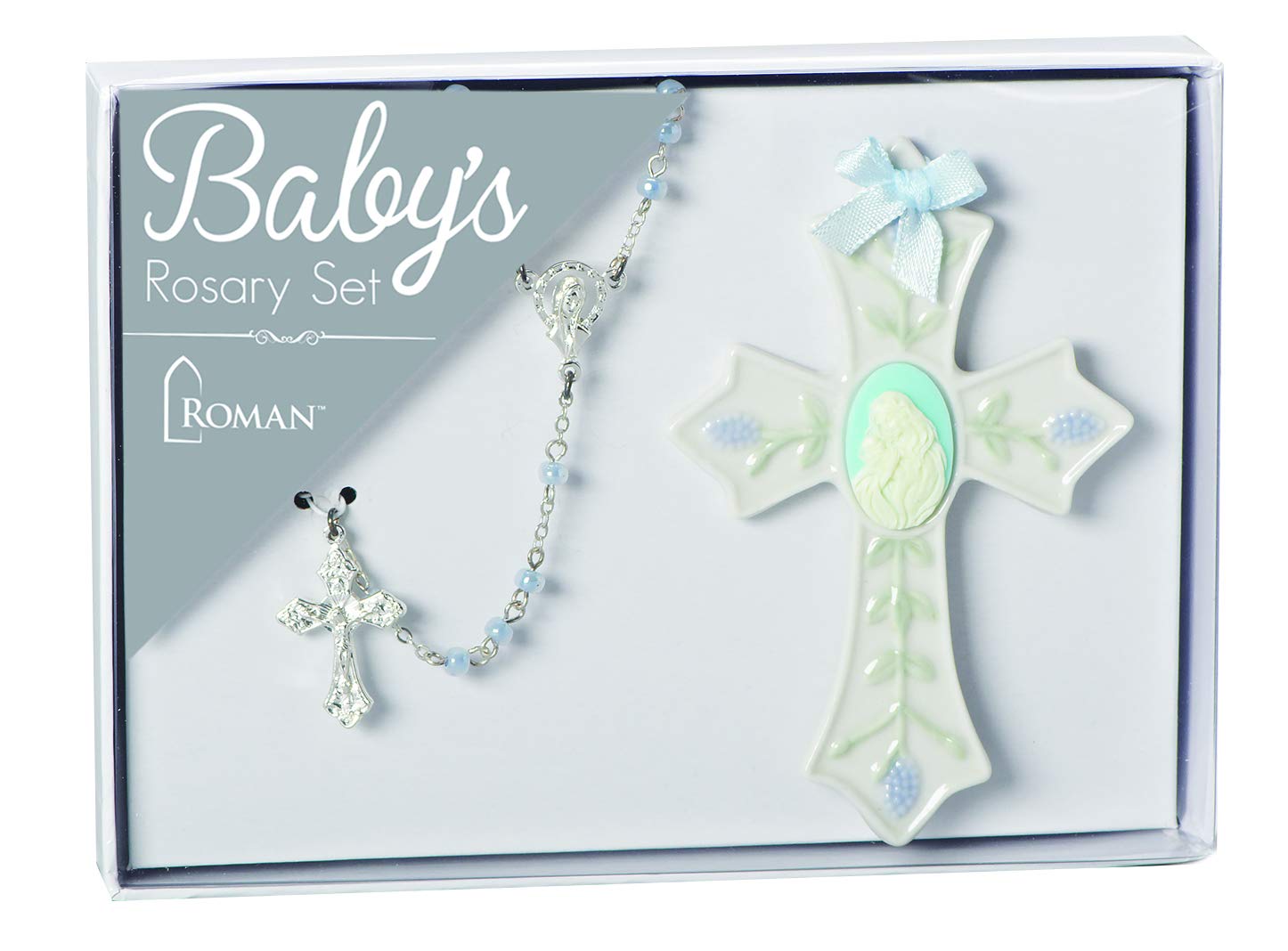 Roman Giftware Inc., Children's Gifts, New Baby, 2 PC ST BOY Rosary & 4" Cross,Religious, Inspirational, Durable (4x1x4)
