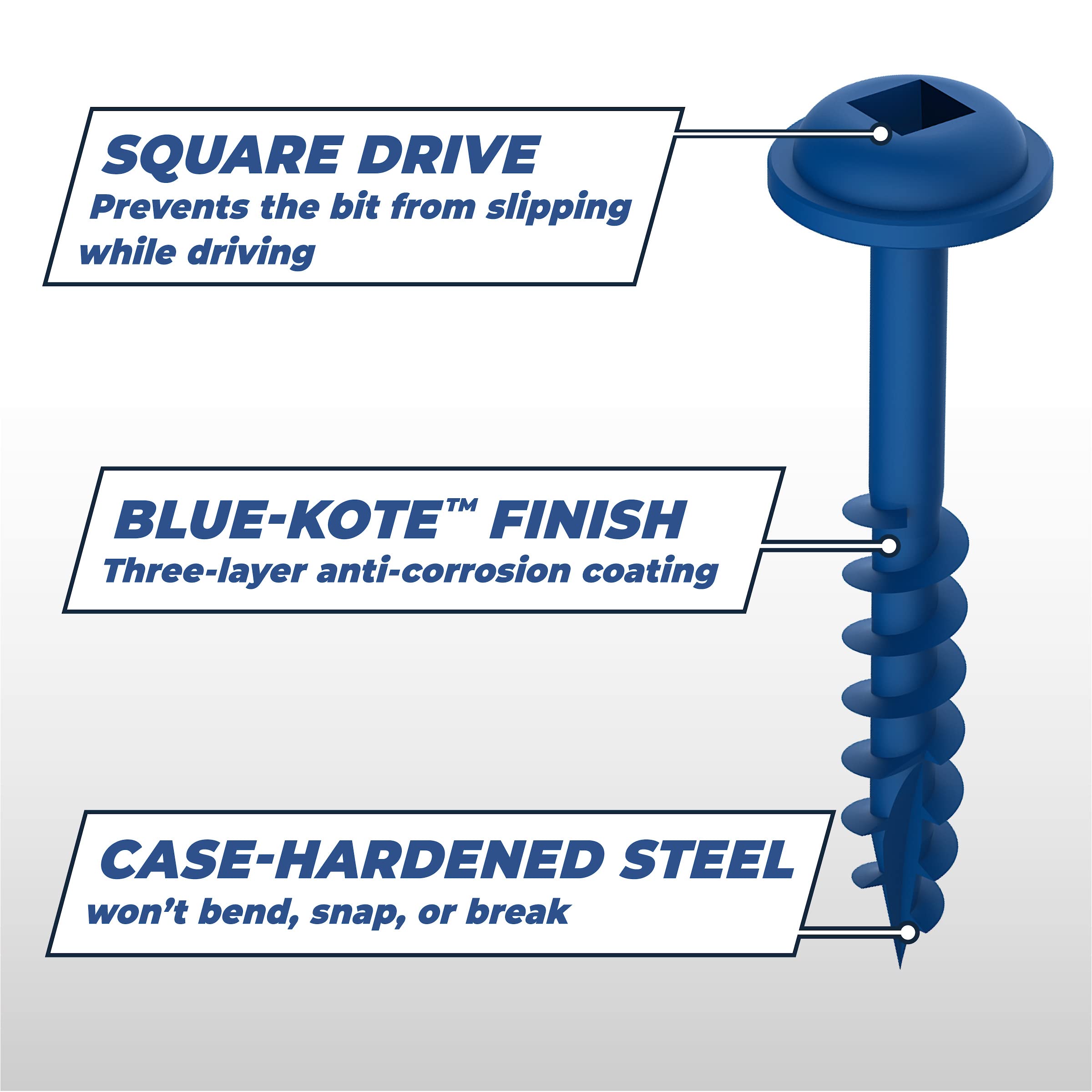 Kreg SML-C2B-50 Blue Kote Weather-Resistant Pocket Screws, 2 Inch #8 Coarse Thread, Maxi-Loc Head (50 Count)
