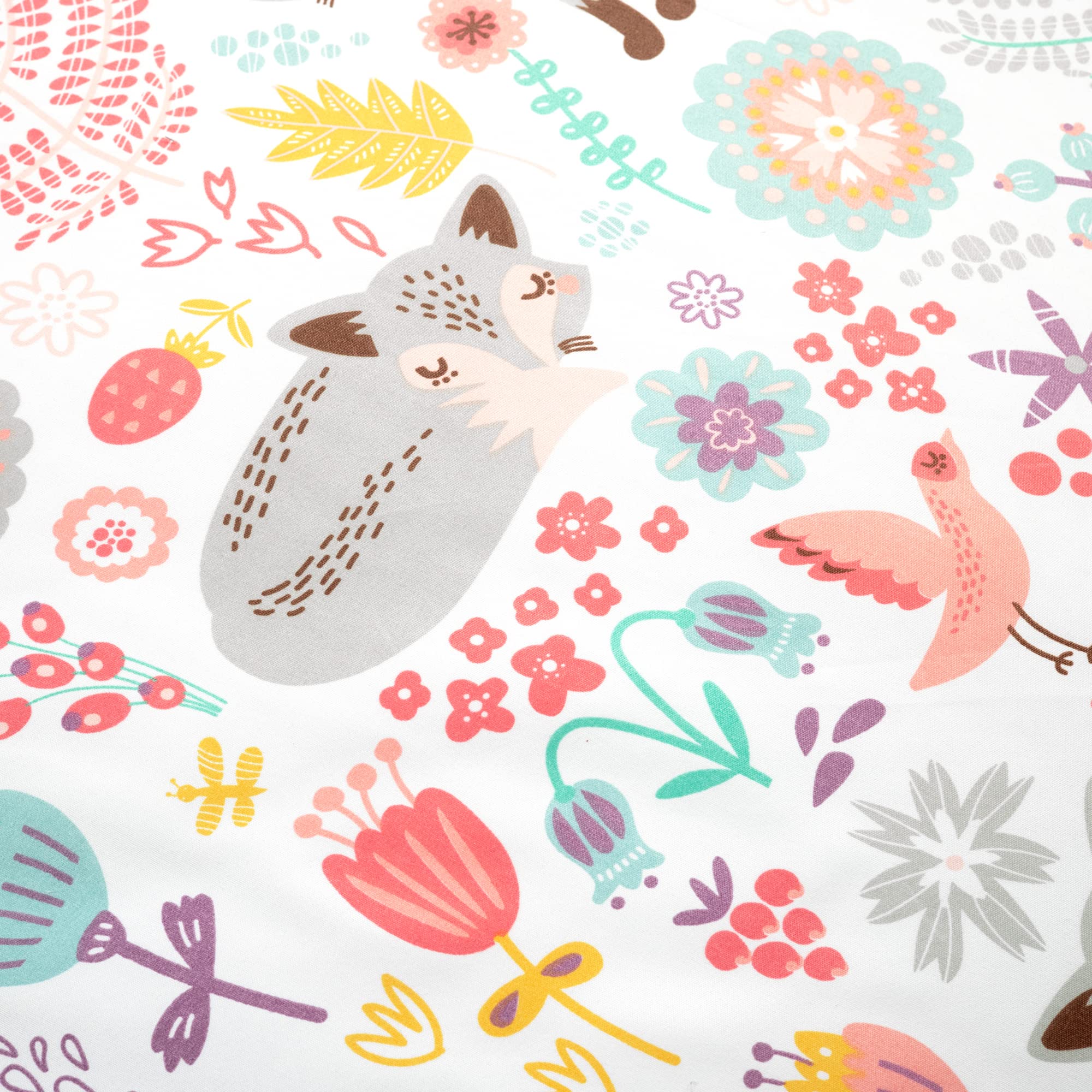 Lush Decor Pixie Fox Reversible Comforter Set, 5 Piece Set, Twin XL, Pink & Gray - Kids Bedding with Sheet Set - Comforter Set for Girls - Toddler Bedding - Floral & Hearts - Woodland Bedroom Decor