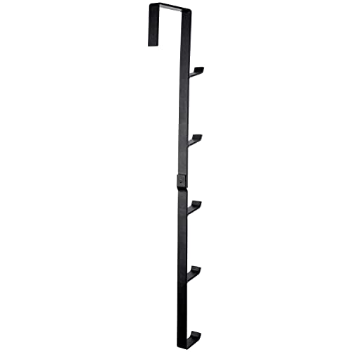 MyGift Black Metal Over The Door Hooks Heavy Duty Hanger for Hats, Coat, Scarf, and Purse, Door Hanging Rack with 5 Hooks, Set of 2