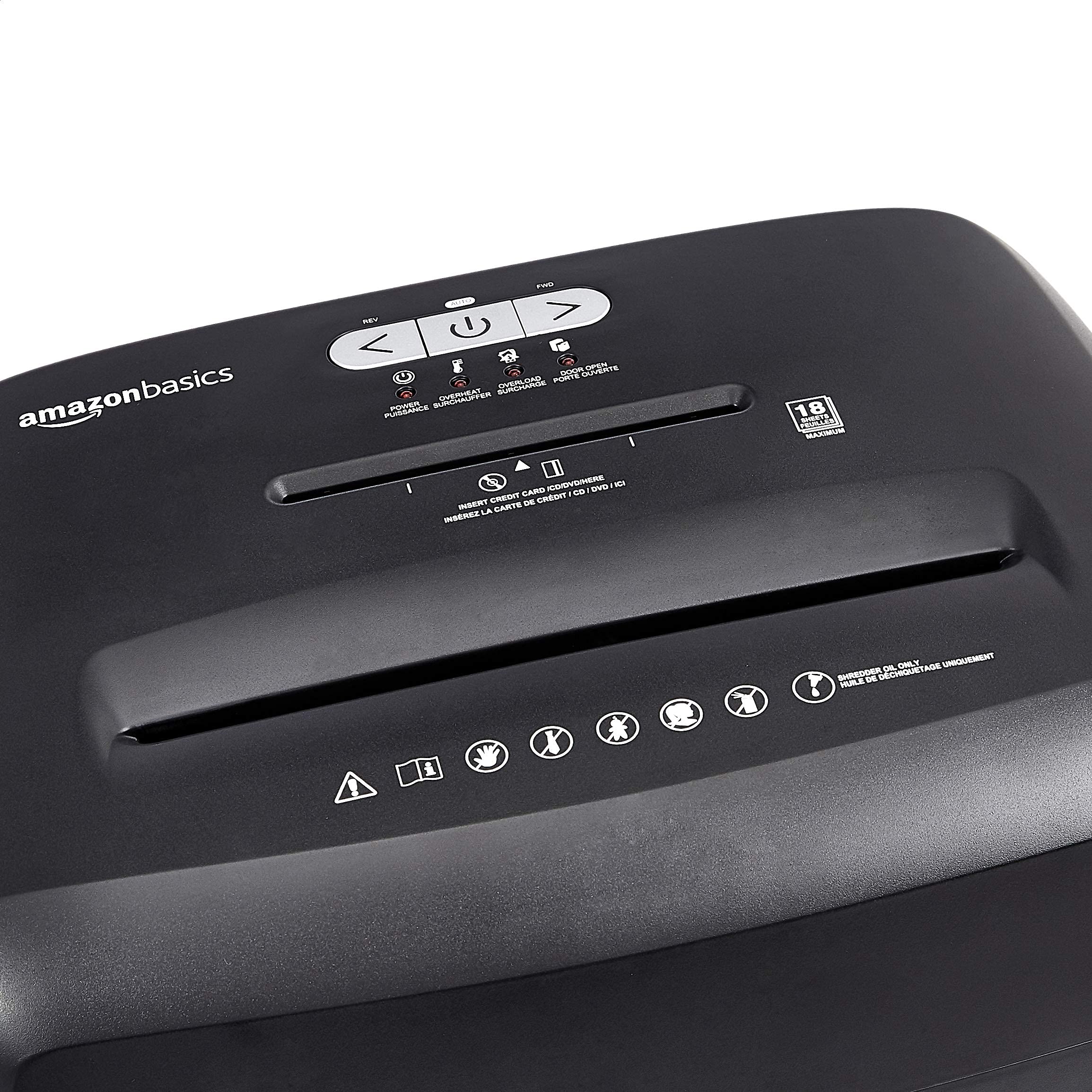 Amazon Basics 18-Sheet Cross-Cut Paper, CD, and Credit Card Shredder (Renewed)
