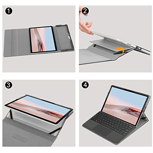 Fintie Protective Case for Microsoft Surface Go 3 2021 / Surface Go 2 2020 / Surface Go 2018 - Multi-Angle Portfolio Business Cover with Pocket, Compatible with Type Cover Keyboard (Gray)