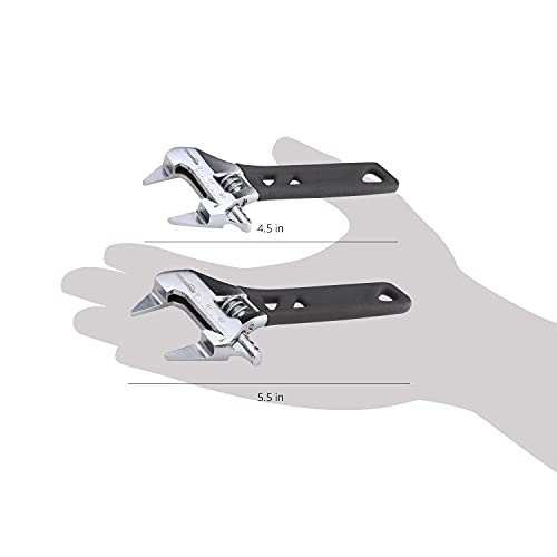 Amazon Basics 2-Piece Slim Jaw Adjustable Wrench with Inch/Metric Scale, Includes: 4.5-Inch (115mm), 5.5-Inch (140mm)