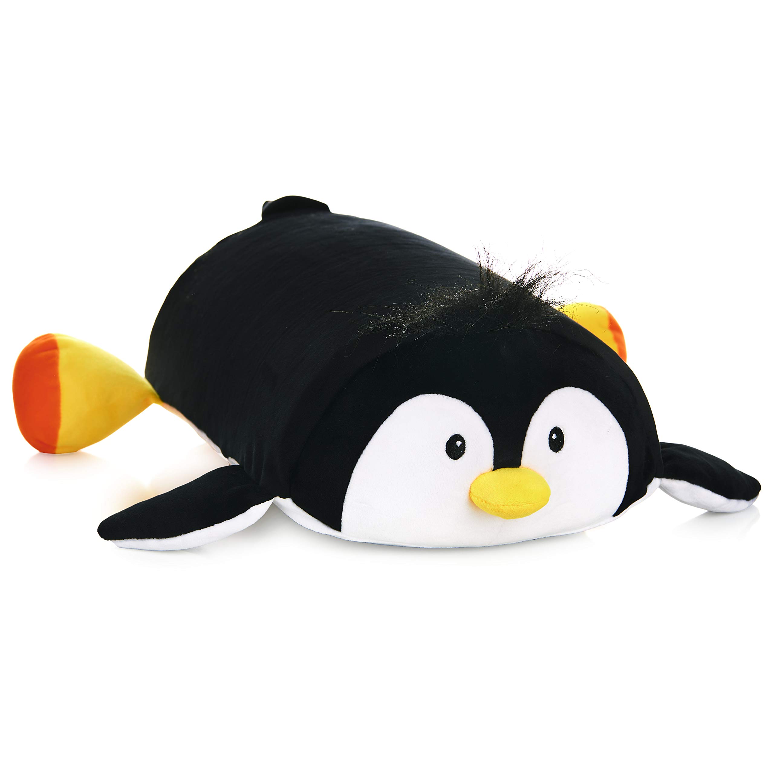MEMORY MATES Cuddly Memory Foam Pillow Plush with Belly Pocket, Kids Pillow for Hugging Sleeping & Storing Diary, 15” Stuffed Animal & Journal Set - Waddles The Penguin