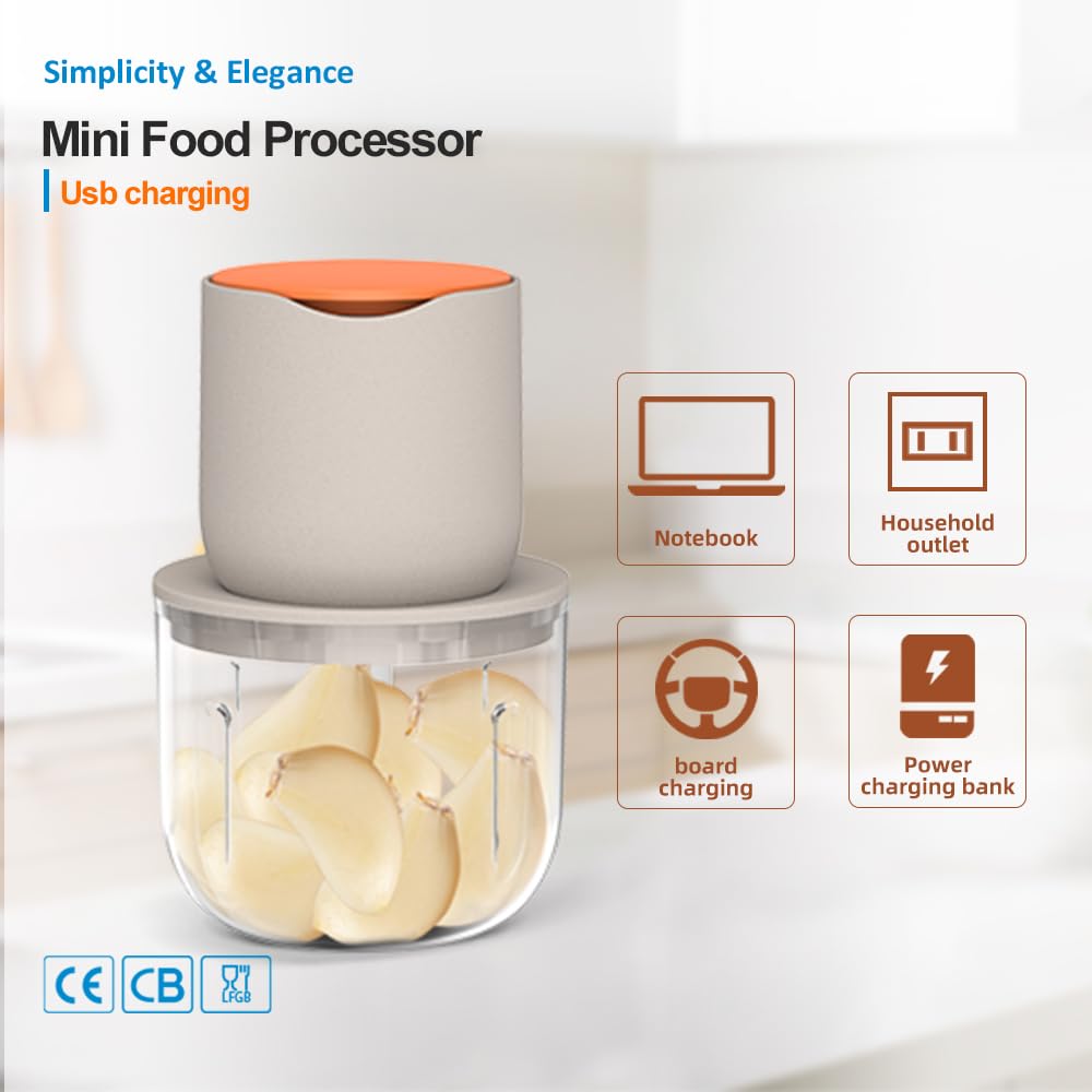 LVSENLIN Wireless Electric Food Processor,600ML Electric Food Chopper For Meat,Onions,vegetables,Garlic,Complementary Food, Meat Chopper Blender