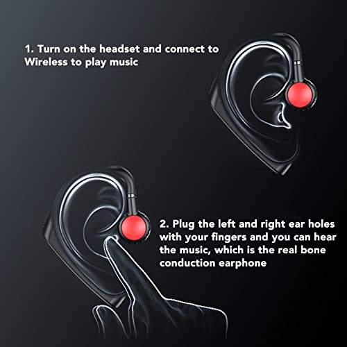 Bluetooth Headset,Bluetooth Earpiece, Bluetooth Bone Conduction Earbuds, Noise Cancelling Stereo Bluetooth 5.0 Multifunctional Hands Free Wireless Earphone, for Business, Office, Driving, Sportin