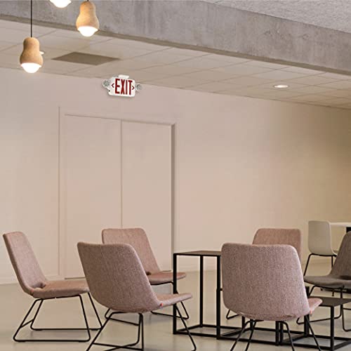 HUBBELL CCR, Remote Compatible Combination Outdoor Emergency Light and Red Letter Exit Sign, with 120/277VAC, 60Hz Input, 2 Fully Adjustable LED Lamps, 18 in x 2 in x 8.2 in, White