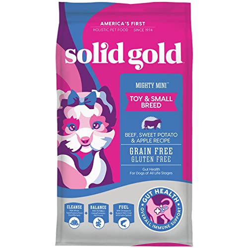 Solid Gold Mighty Mini Small Breed Dog Food - Dry Dog Food for Any Toy Breed - for Gut Health & Sensitive Stomach Support - Digestive Probiotics for Dogs - Grain & Gluten Free Recipe