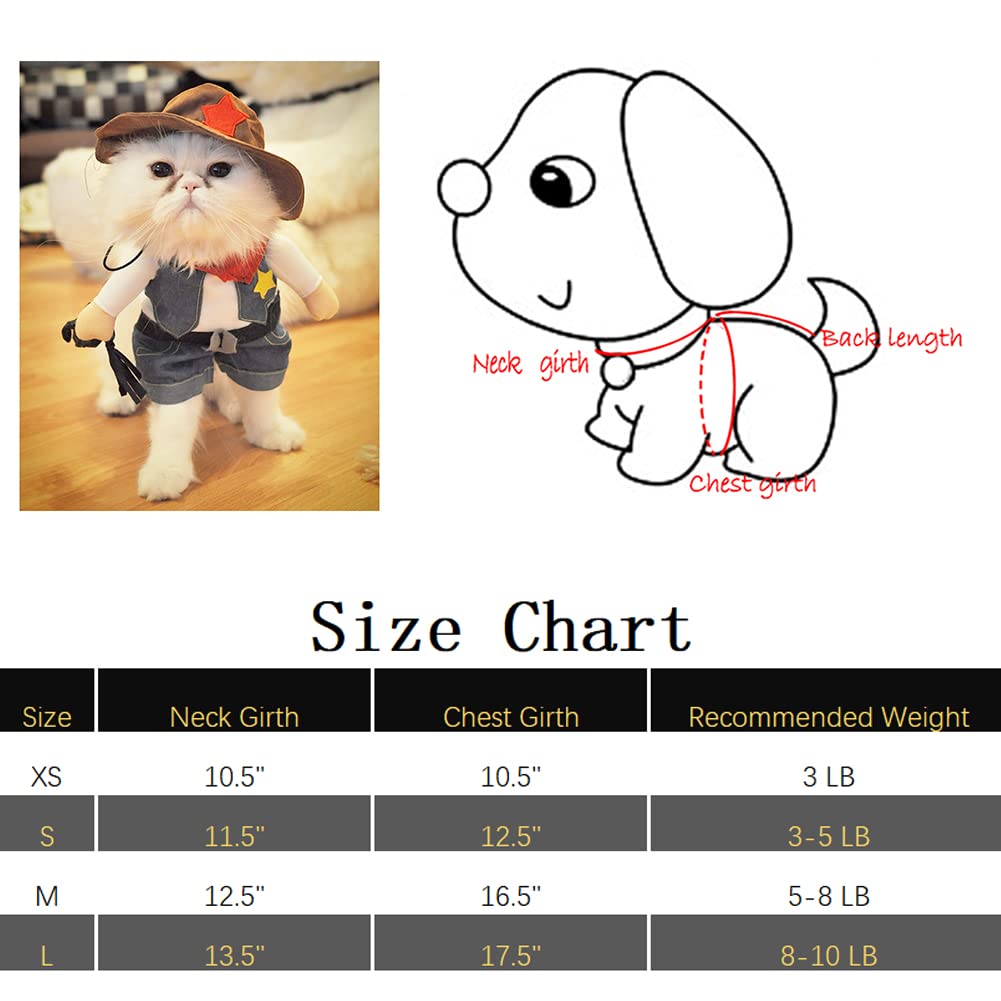 NACOCO Cowboy Dog Costume with Hat Dog Clothes Halloween Costumes for Cat and Small Dog (Small)