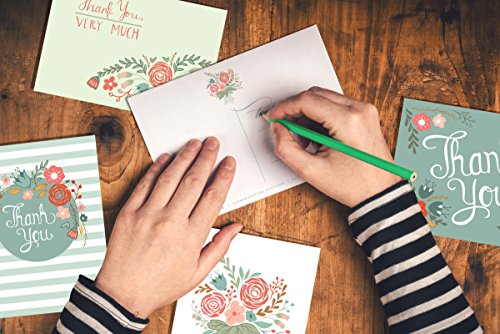 One Jade Lane - Floral Festival Thank You Cards (Self-mailer) POSTCARDS "Postage Saver" (Set of 40).