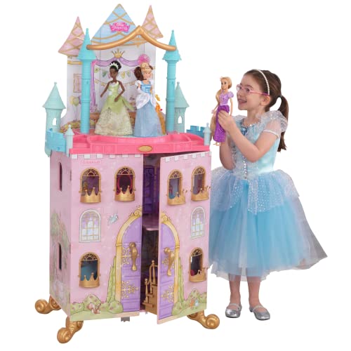 KidKraft Disney Princess Dance & Dream Wooden Dollhouse, Over 4-Feet Tall, Includes Sounds, Spinning Dance Floor and 20 Play Pieces, Gift for Ages 3