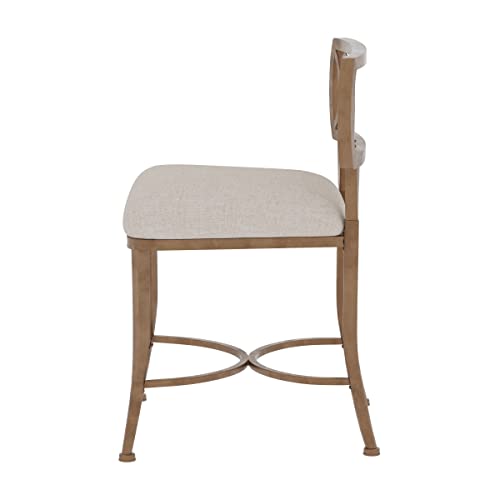 Hillsdale, Canal Street Metal Vanity Stool with Interlocking Oval Back Design for Makeup Room or Bathroom, Golden Bronze