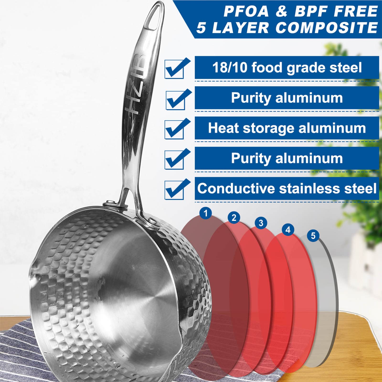 HZIB Stainless Steel Saucepan with Glass Lid,Two Side Spouts for Easy Pour,Ergonomic Handle, Multipurpose Sauce Pan with Lid, Yukihira Sauce Pan,Stock Pots Use for Home Kitchen Restaurant - 1.5 Quart