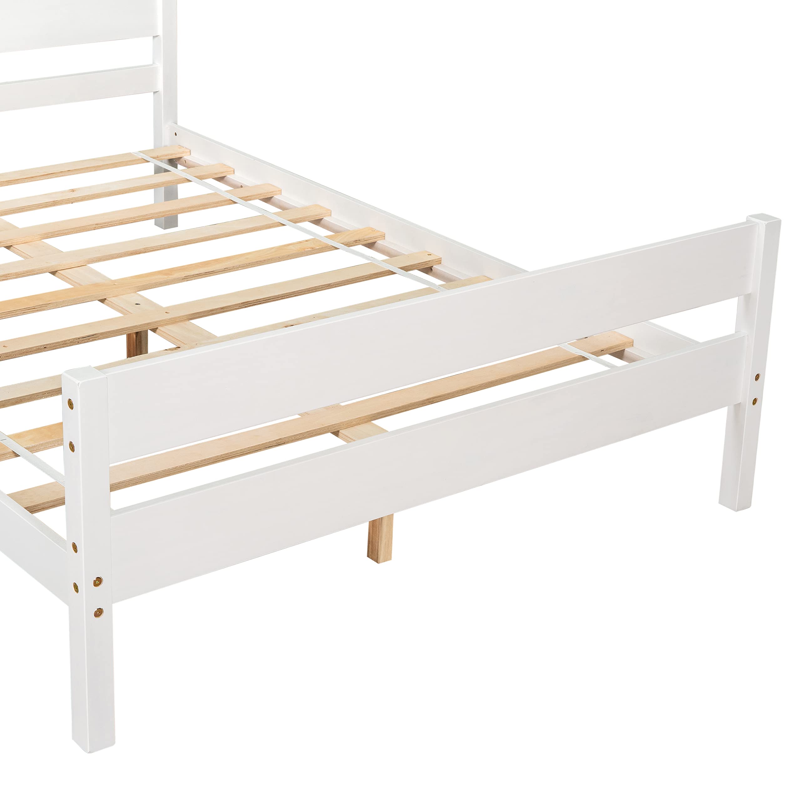 LostCat Full Size Bed Frame with Headboard and Footboard, Wooden Platform Bed Frame for Girls Boys,No Box Spring Needed/Easy Assembly, White