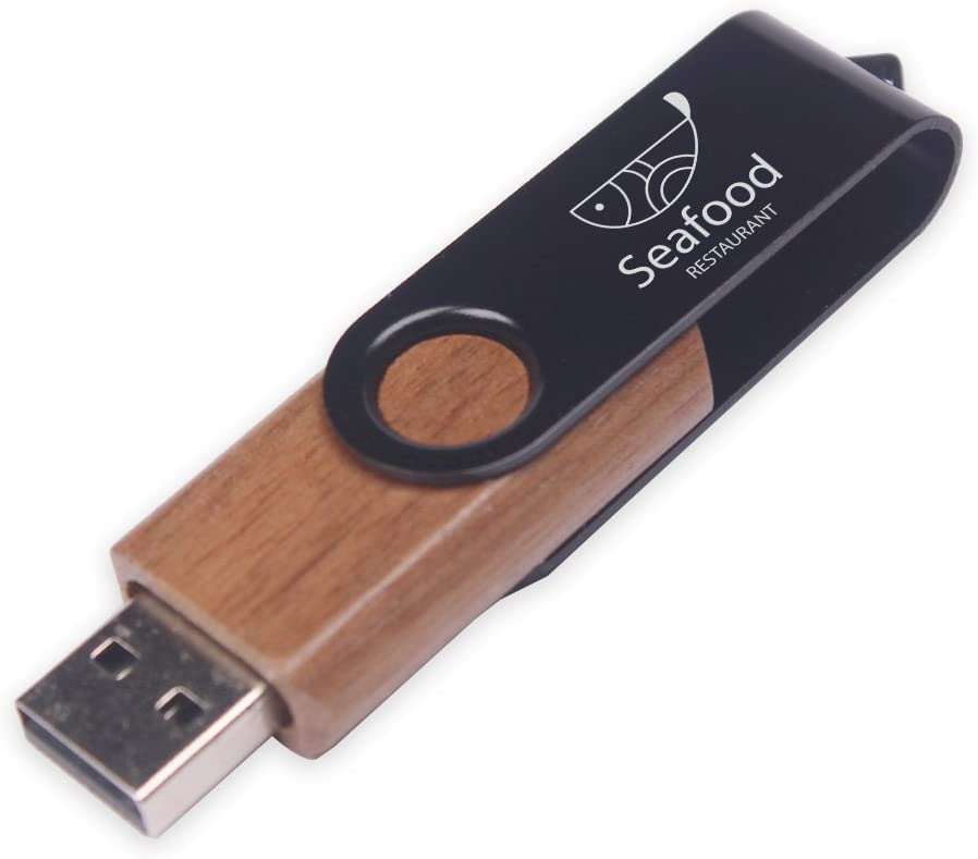 Wholesale Custom 8GB Wood Swivel USB Flash Drive 10 Pack, Personalized Custom Logo 8GB USB Memory Stick Thumb Drives with Free Laser Engraving for Wedding/Birthday/Anniversary - Walnut