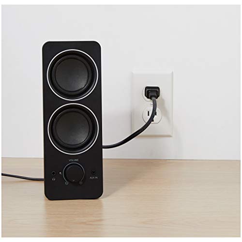 Amazon Basics AC Powered PC Multimedia External Speakers, 3.47 x 4.26 x 9.34 inches, Black