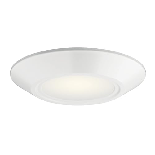 Kichler Horizon LED Downlight in White, 6.4" Flush Mount Interior Dimmable Light, 3000K, Wet Rated Integrated LED, (6.4" W x 1.3" H), 43873WHLED30, White