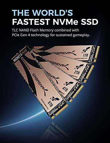 SABRENT 4TB Rocket 4 Plus NVMe 4.0 Gen4 PCIe M.2 Internal Extreme Performance SSD + M.2 NVMe PS5 heatsink Combo (SB-RKT4P-PSHS-4TB)