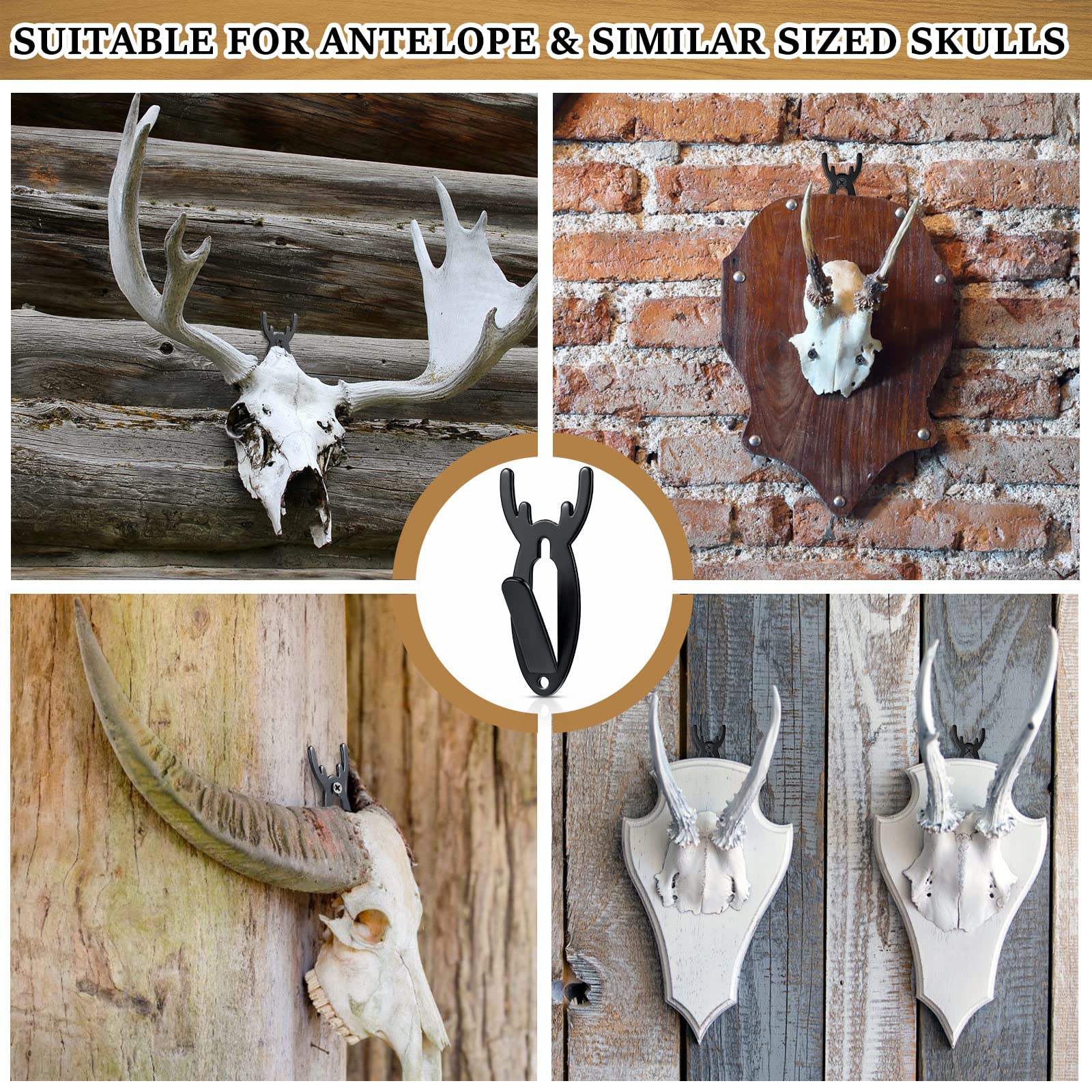 Leifide 15 Pcs European Mount Skull Hanger Antler Style Deer Skull Mount Steel Skull Wall Mount Bracket for Hanging Mounting Elk Deer Antelope Living Room Bedroom Home Decor