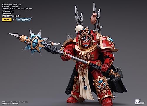 JoyToy Warhammer 40K: Chaos Space Marines Crimson Slaughter Sorcerer Lord in Terminator Armour 1:18 Scale Figure
