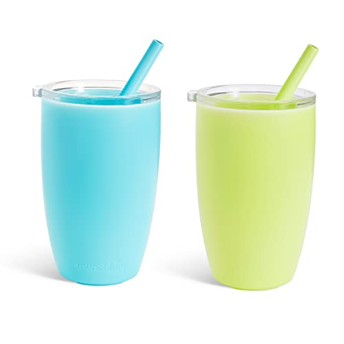 Munchkin® Simple Clean⢠Straw Tumbler Sippy Cup Alternative for Toddlers and Kids, 10 Ounce, 2 Pack, Blue/Green